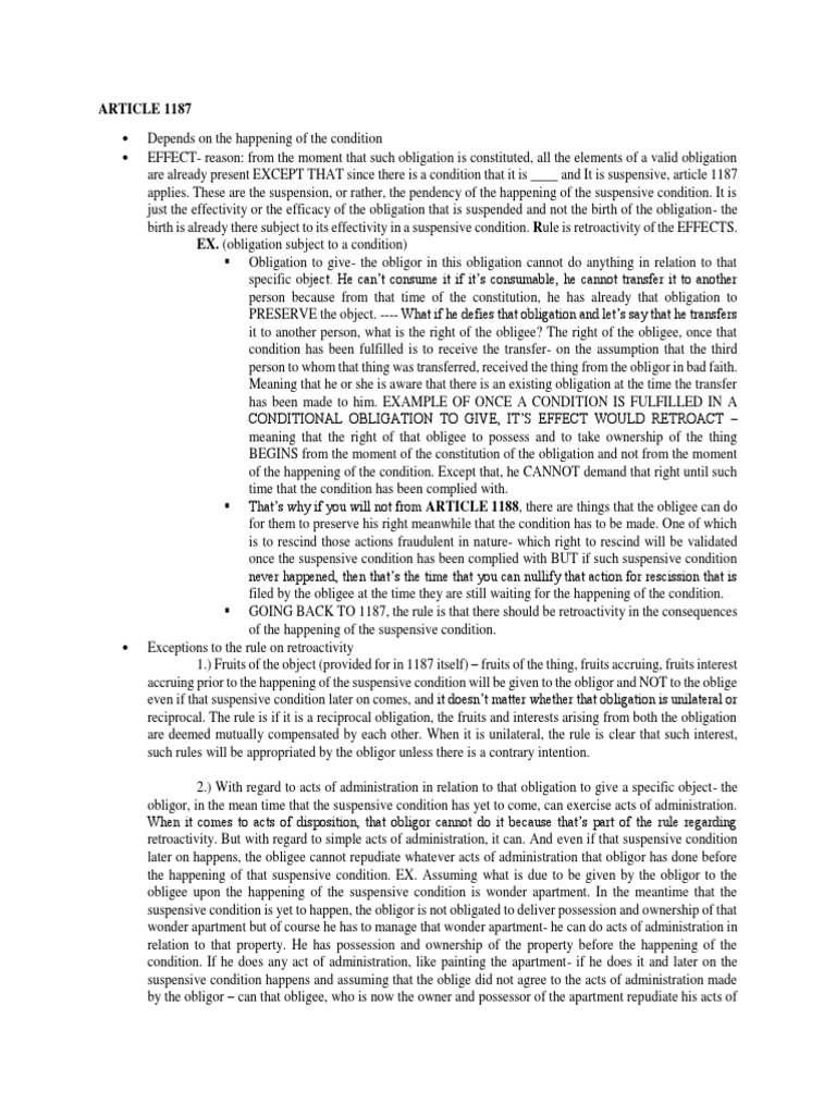 Article 1187 | PDF | Breach Of Contract | Law Of Obligations