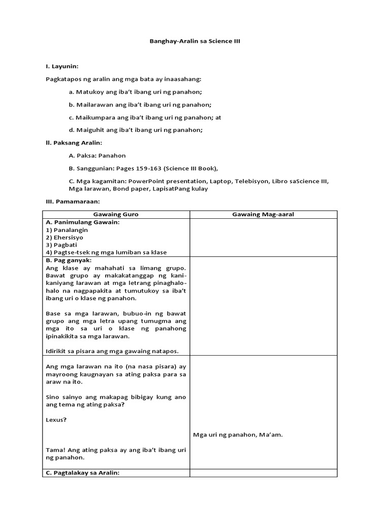 Detailed Lesson Plan in | PDF