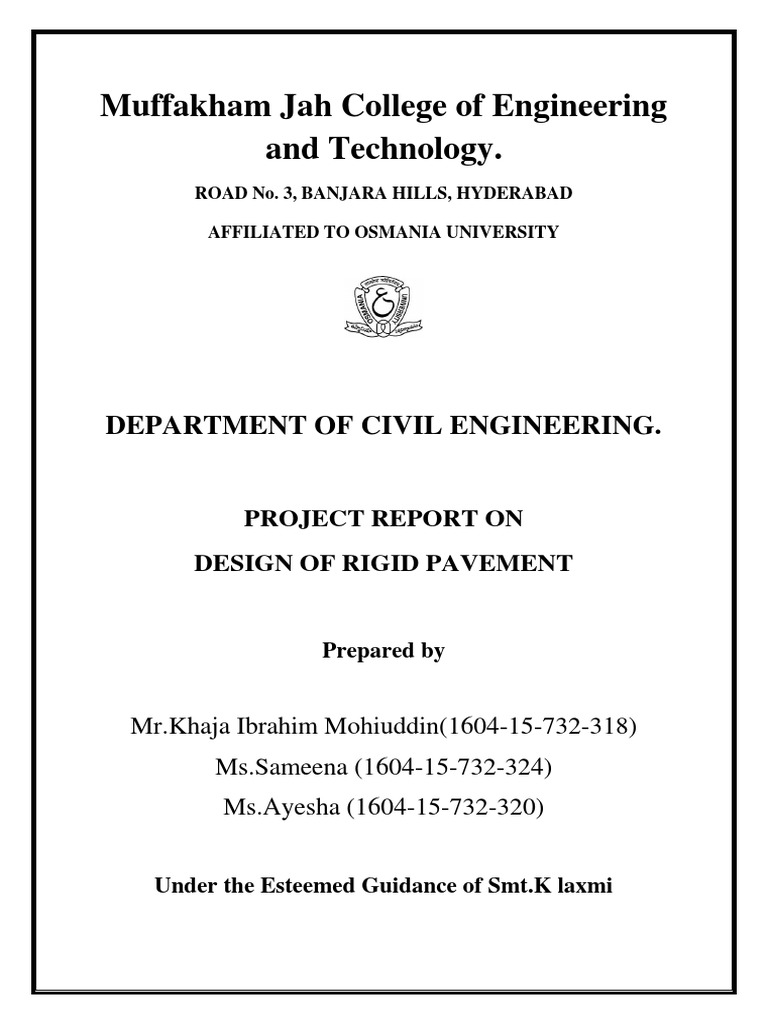 Muffakham Jah College of Engineering and Technology | PDF | Road Surface | Road