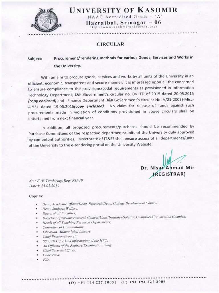 Circular On E-Tendering | Download Free PDF | Science And Technology ...