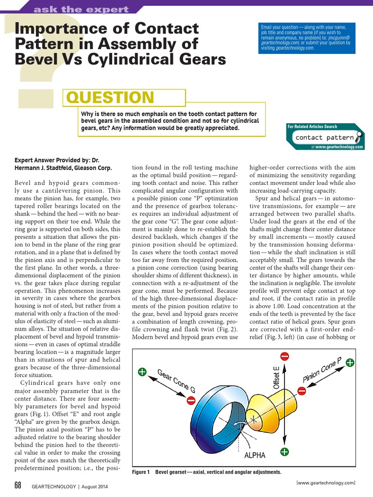 Importance of Contact Pattern in Assembly of Bevel Vs Cylindrical Gears ...
