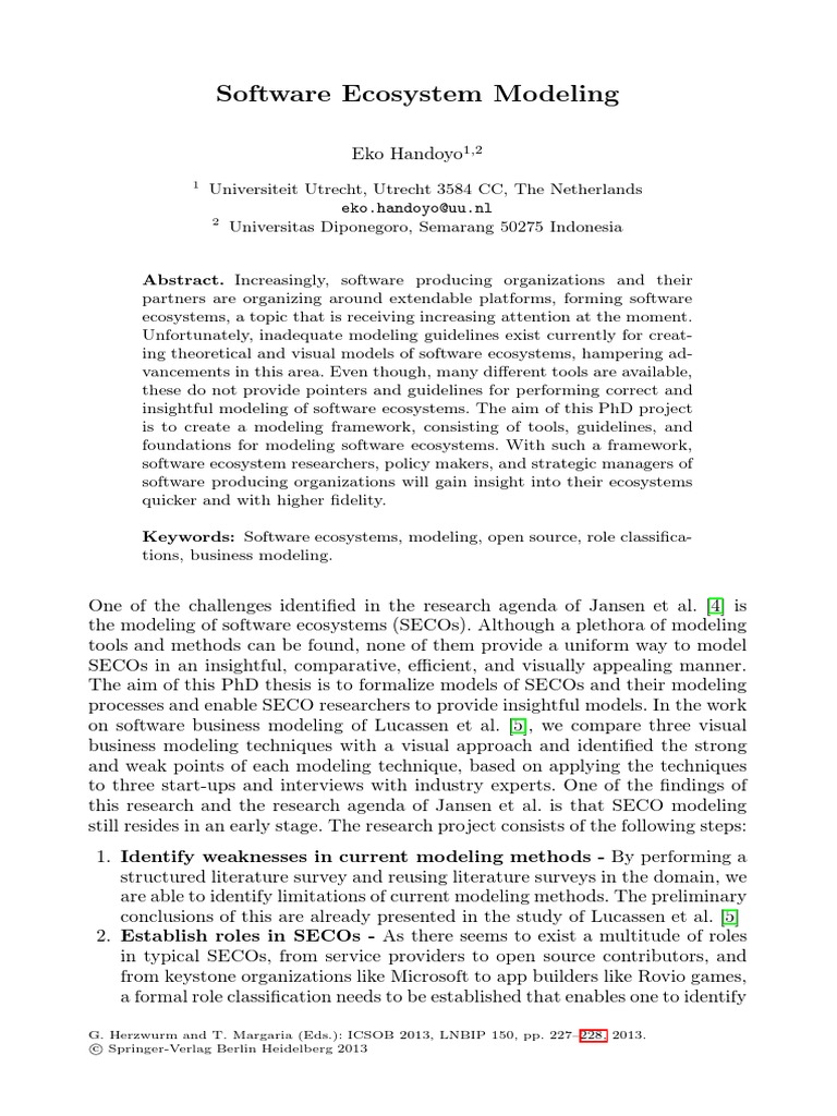 Software Ecosystem Modeling | PDF | Computing | Business