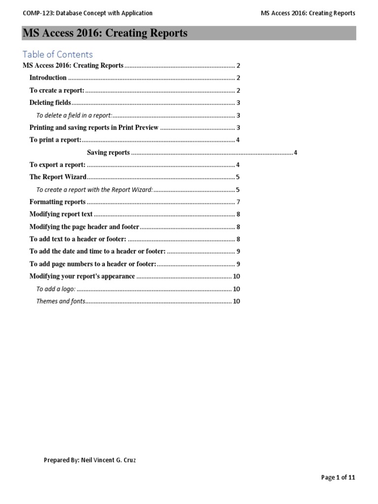 Creating Reports | PDF | Microsoft Access | File Format