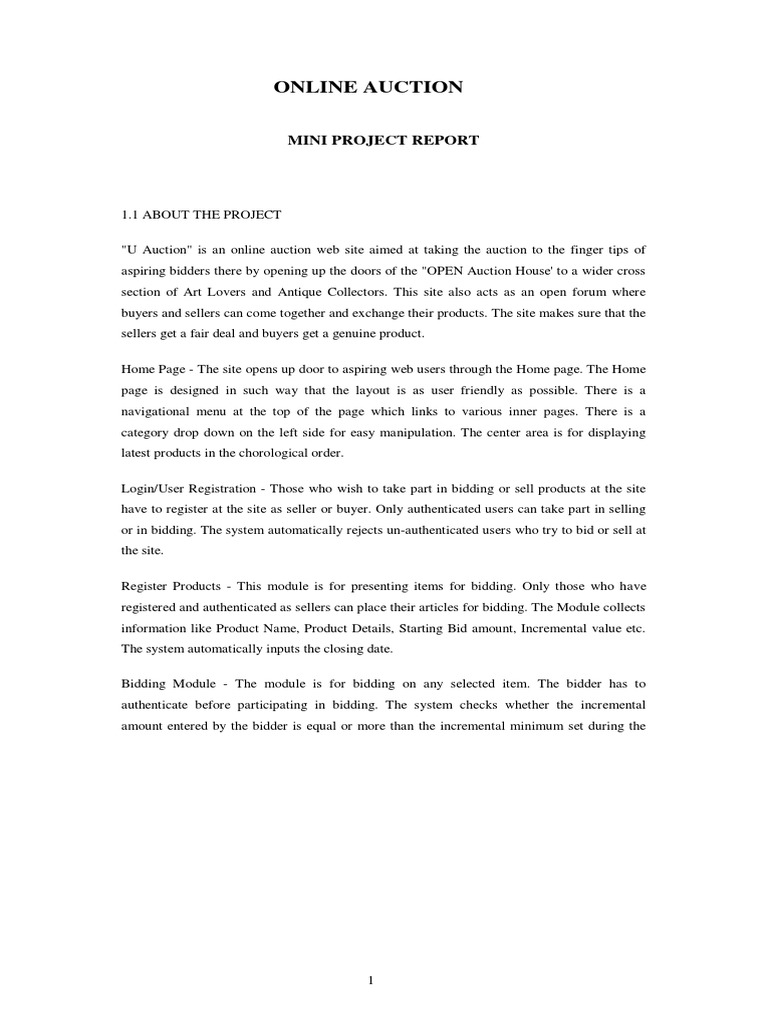 Online Auction: Mini Project Report | PDF | Software Testing | Client ...