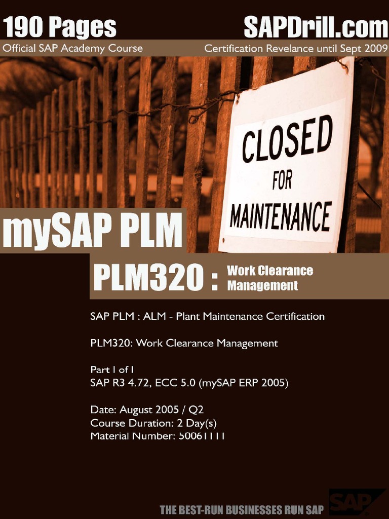 PLM320 - Work Clearance Management PDF | PDF