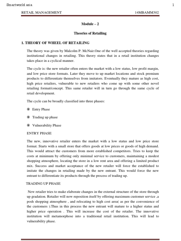 Module - 2 Theories of Retailing 1. Theory of Wheel of Retailing | PDF ...