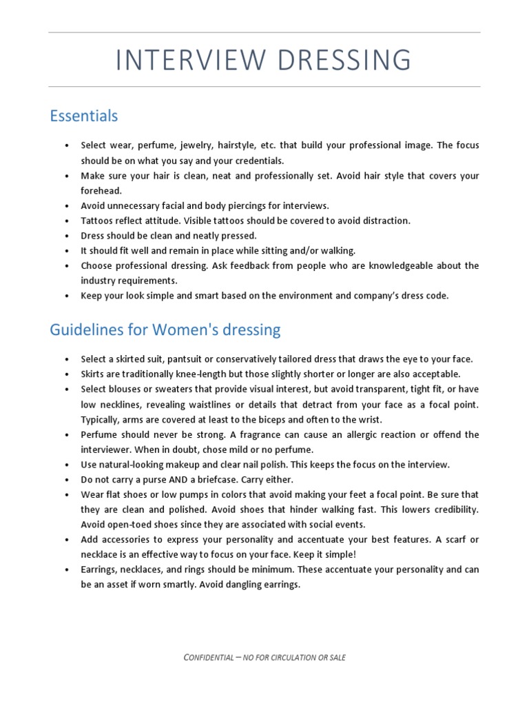Interview Dressing Guidelines for Success | PDF | Perfume | Dress