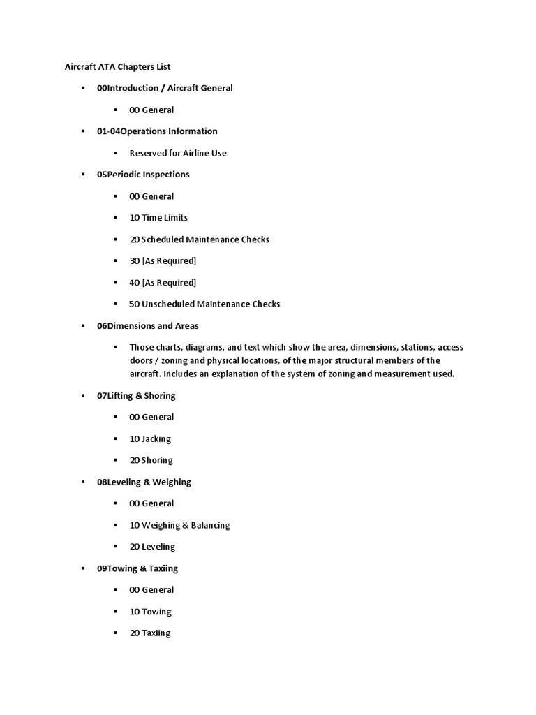 Aircraft ATA Chapters List | PDF | Turbine | Landing Gear
