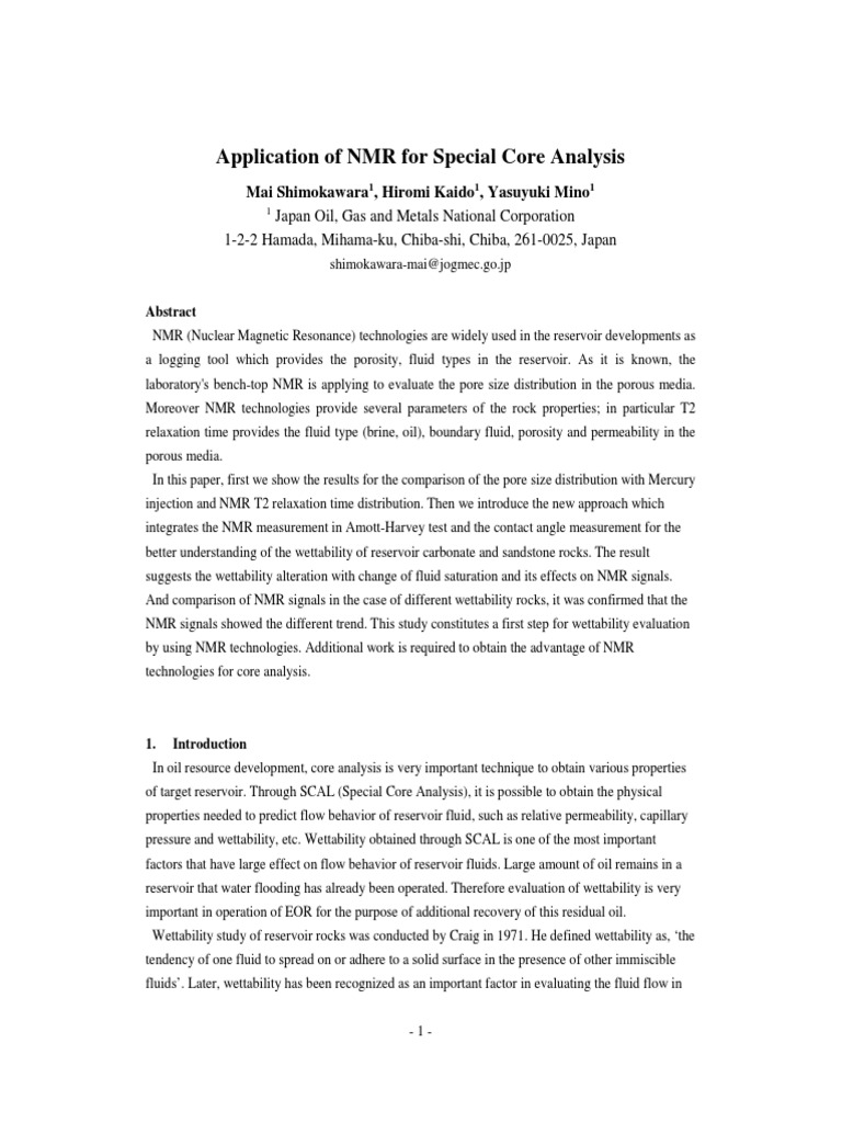 NMR Core Analysis | PDF | Nuclear Magnetic Resonance | Relaxation (Nmr)