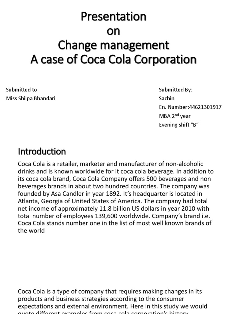 Od Presentation | PDF | Coca Cola | Change Management