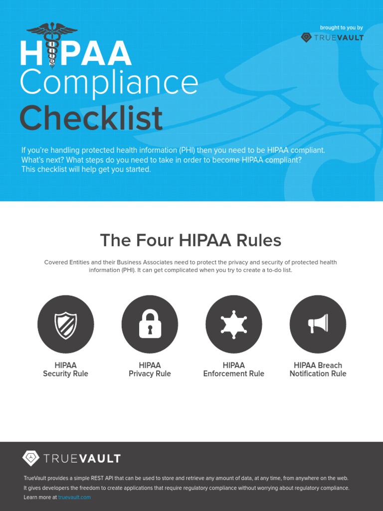 HIPAA COMPLIANCE CHECKLIST | Health Insurance Portability And ...