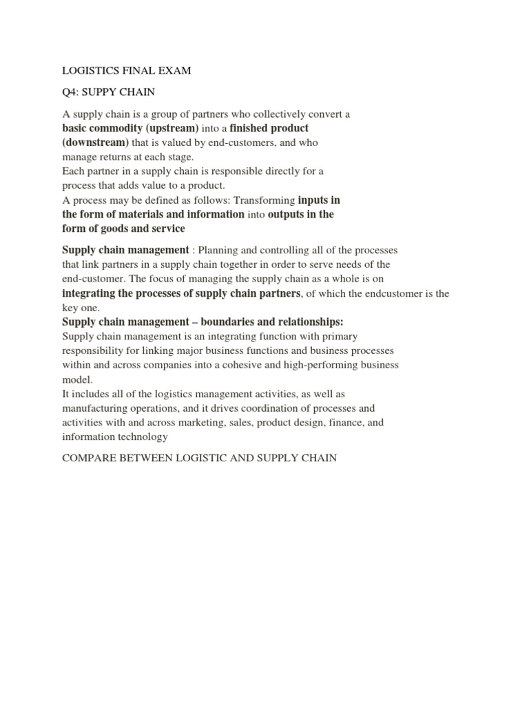 Logistics Final Exam | PDF | Transport | Rail Freight Transport