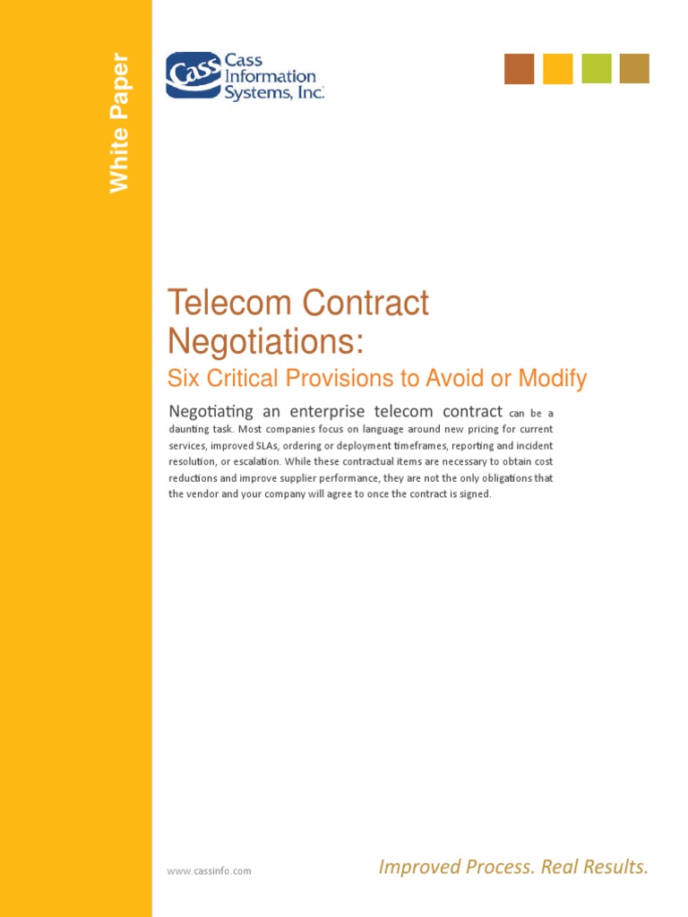 Negotiations: Telecom Contract: Six Critical Provisions To Avoid or ...