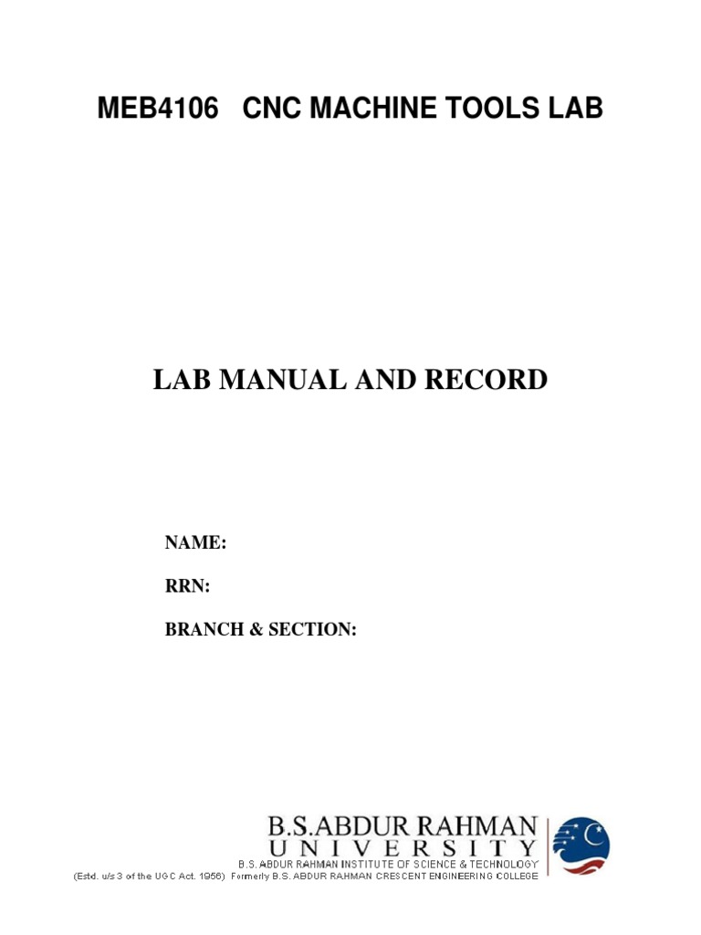 CNC LAB Manual PDF | PDF | Numerical Control | Computer Aided Design
