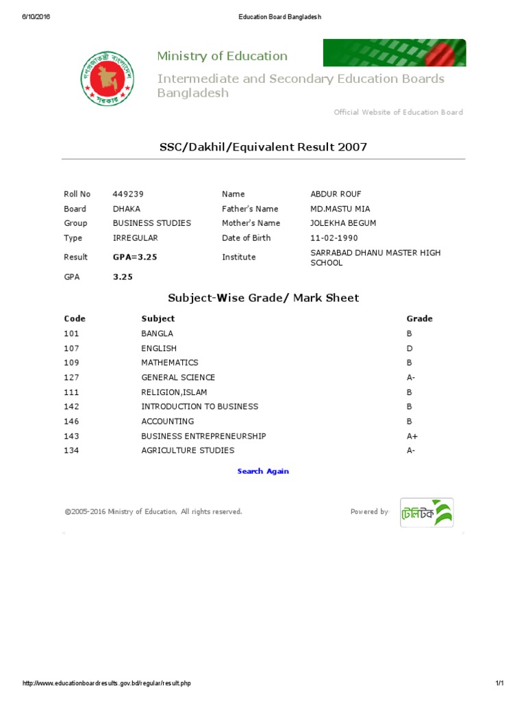 Intermediate and Secondary Education Boards Bangladesh | PDF | Educational Stages | Behavior ...