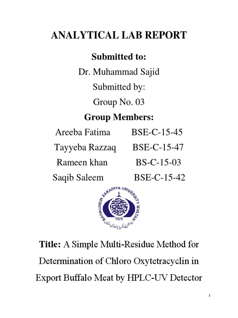 Analytical Lab Report: Submitted To | PDF | Wellness | Medical
