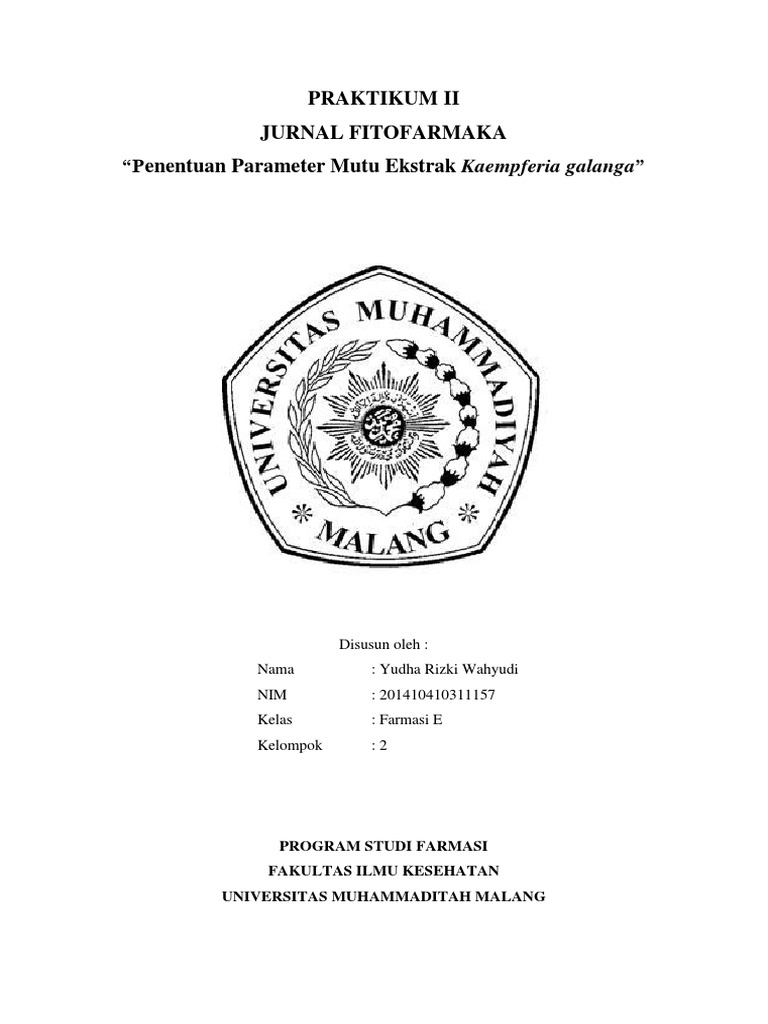 II. Penentuan Parameter Mutu Ekstrak Kaempferia Galanga | PDF