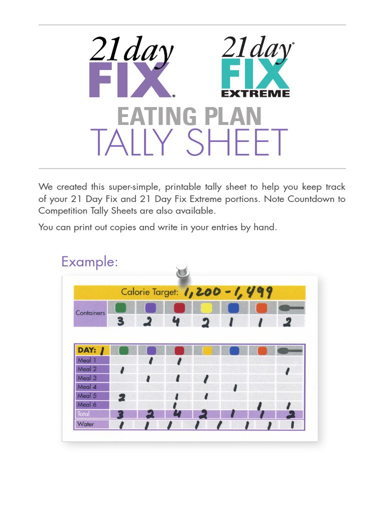 Tally Sheet: Eating Plan | PDF