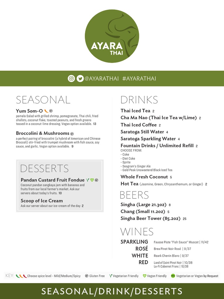 Ayara Menu Jan 2019 WEB | PDF | Thai Cuisine | Curry