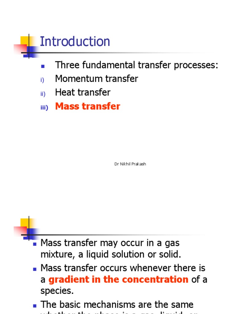 Intro To MT | PDF | Diffusion | Mass Transfer