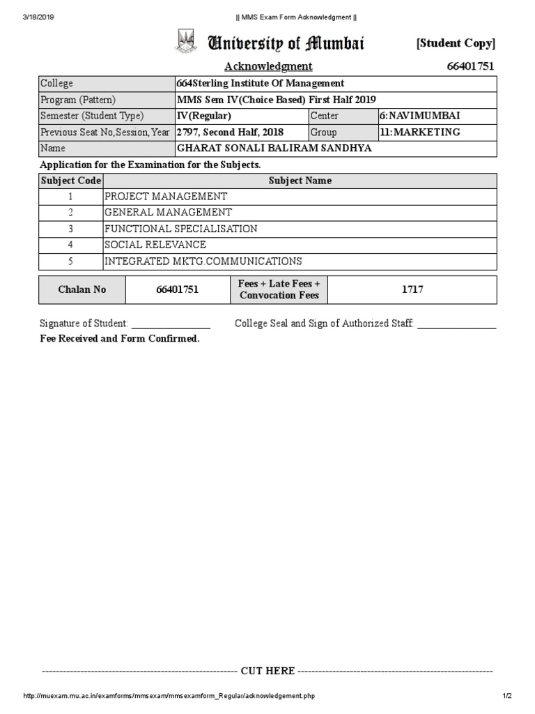 MMS Exam Form Acknowledgment | PDF | Behavior Modification | Learning