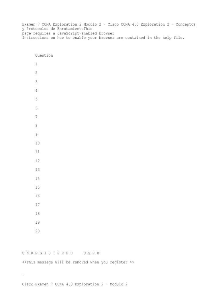 Examen 7 CCNA Exploration 2 Modulo 2 - Cisco CCNA 4 - 0 Exploration 2 - Conceptos y Protocolos ...