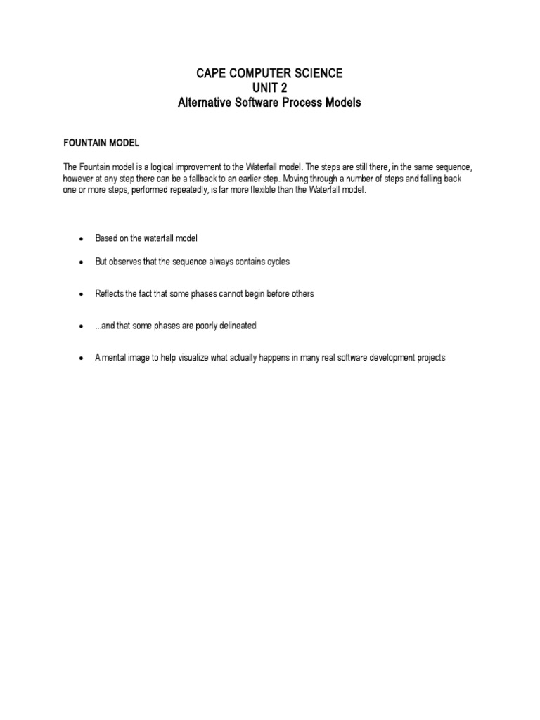 Cape Computer Science Unit 2 Alternative Software Process Models | PDF ...