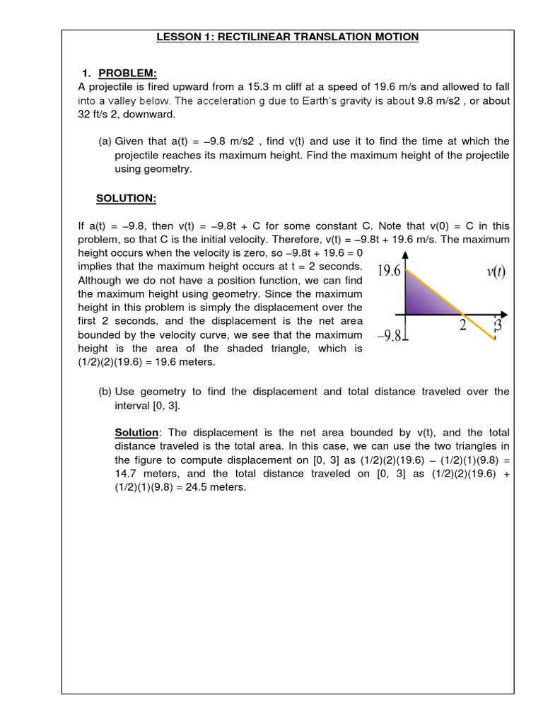 Lesson 1: Rectilinear Translation Motion | PDF | Acceleration | Torque