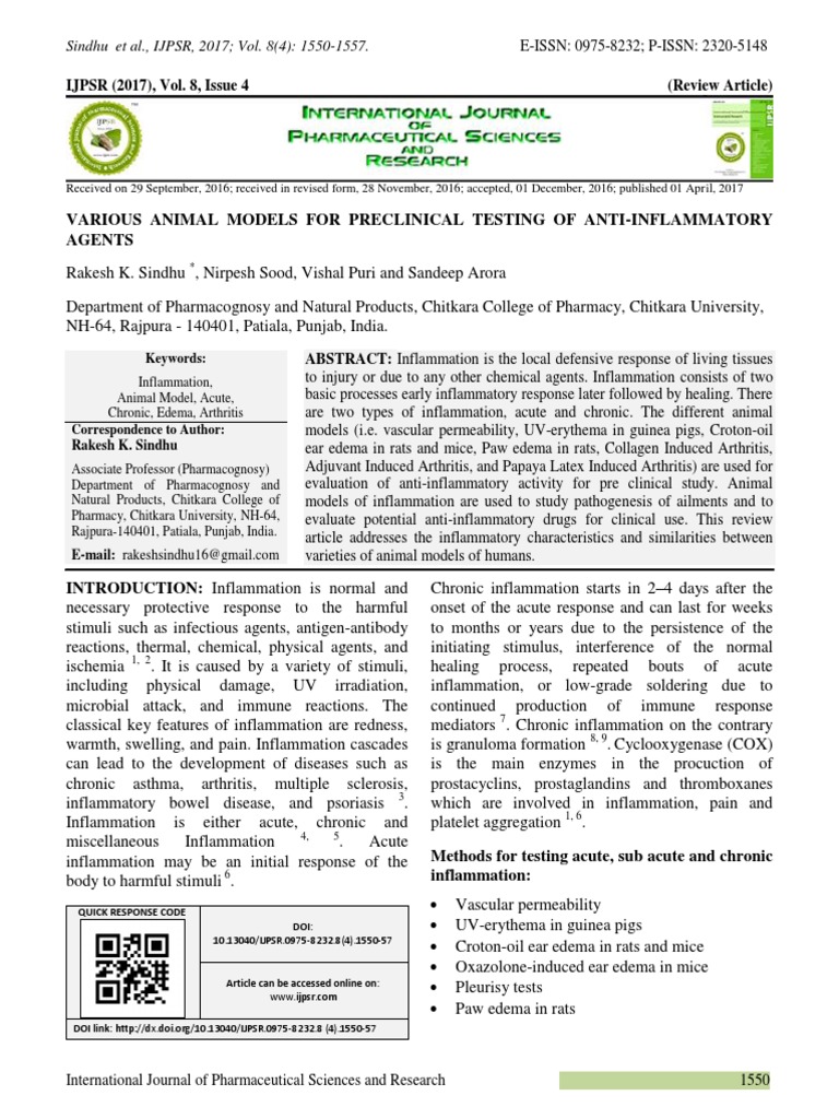 5 Vol. 8 Issue 4 April 2017 IJPSR RE 2086 | PDF | Inflammation ...