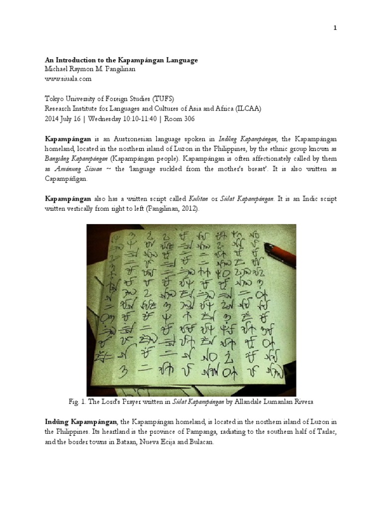 An Introduction To The Kapampangan Langu PDF | PDF | Grammar ...