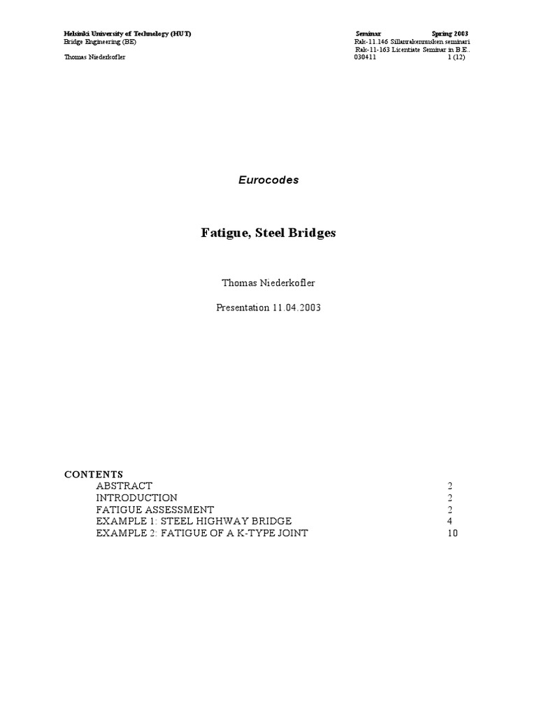 Fatigue - Steel Bridges | PDF | Fatigue (Material) | Beam (Structure)