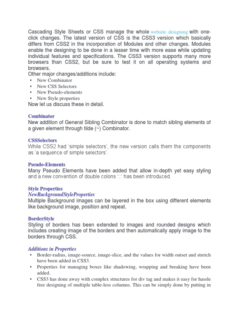 CSS2 Vs CSS3 | PDF | Cascading Style Sheets | Computer Programming