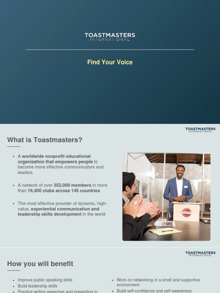 Toastmasters Introduction | PDF | Public Speaking | Communication