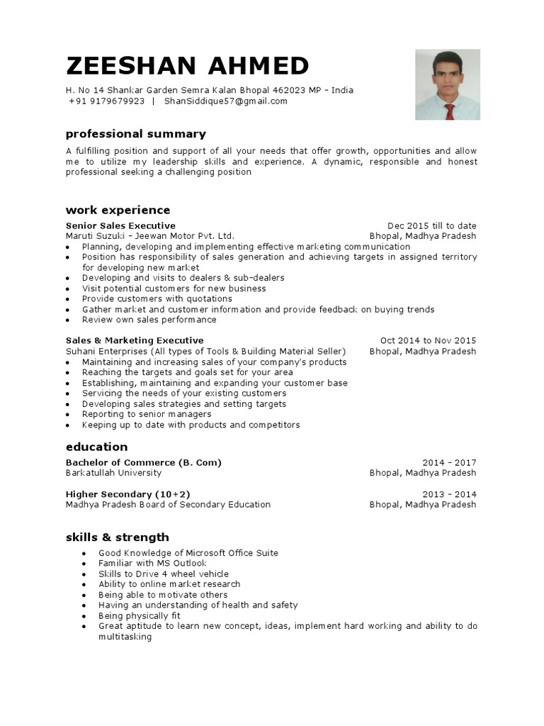 Zeeshan CV | PDF | Sales | Marketing