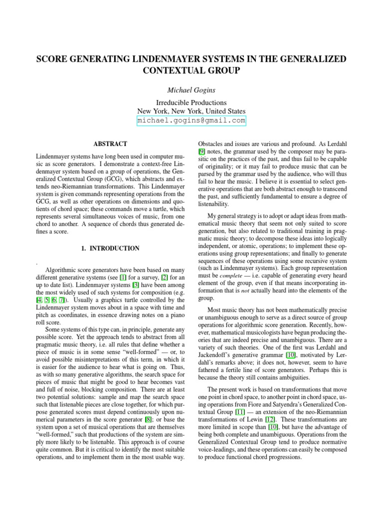 Lindenmayer Systems Based On Riemannian Transformations | PDF