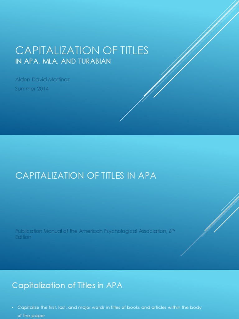 Capitalization of Titles in MLA APA and Turabian | PDF | Letter Case | Word