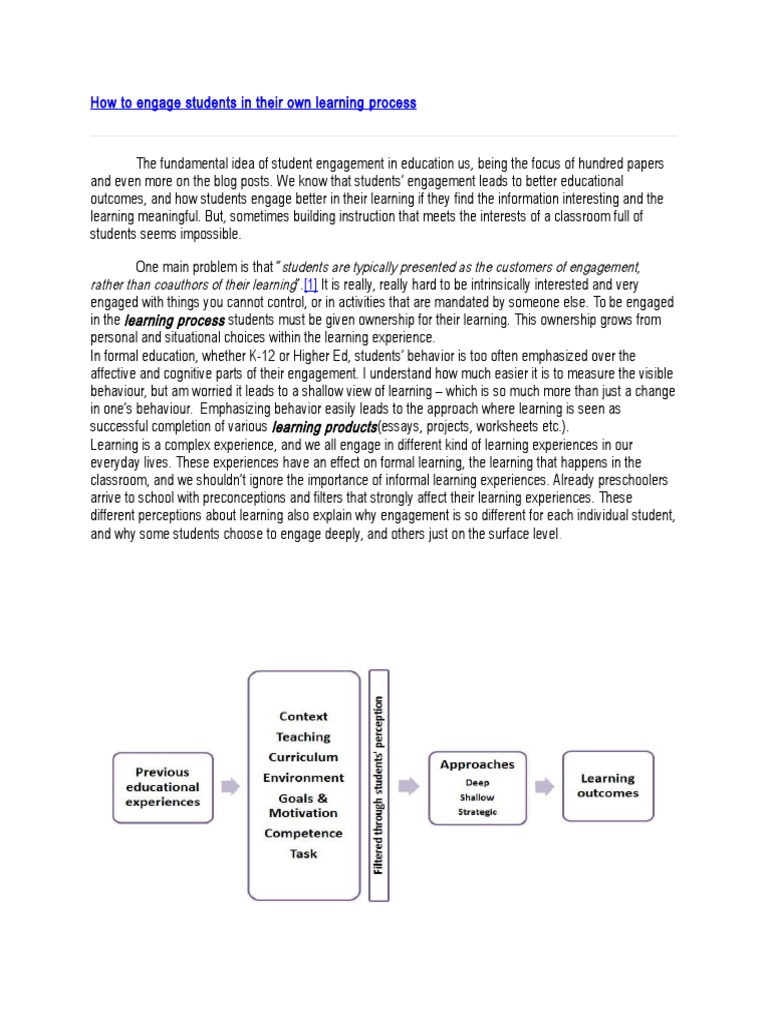 How To Engage Students in Their Own Learning Bped5teacherlove | PDF ...