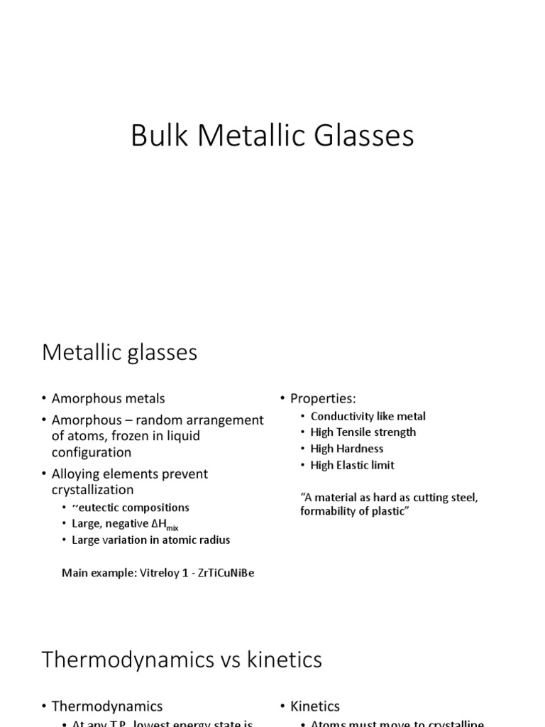 Bulk Metallic Glasses | PDF | Glasses | Crystal Structure