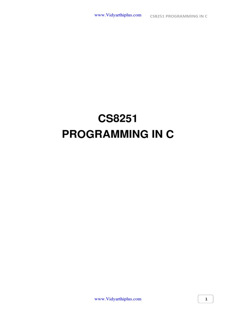 CS8251 Programming in C | PDF | C (Programming Language) | Subroutine
