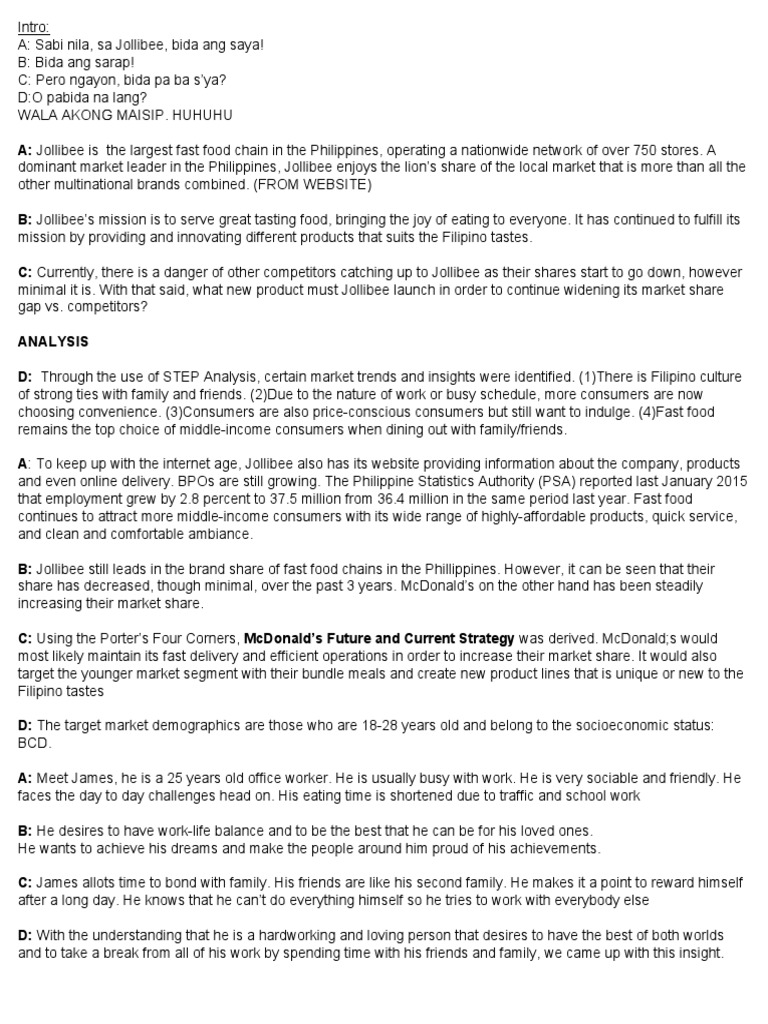 BA 178 Jollibee Script | PDF | Hashtag | Advertising