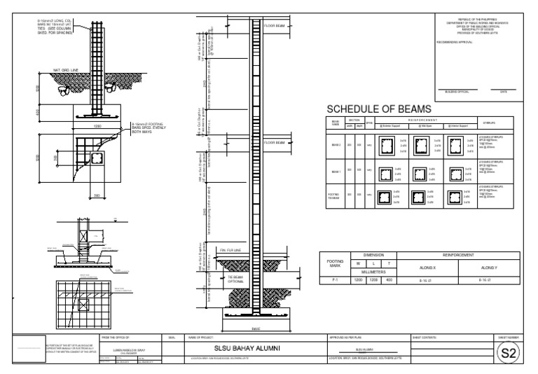 Schedule of Beams: Lateral Ties Spacing at 100mm On Center | PDF ...