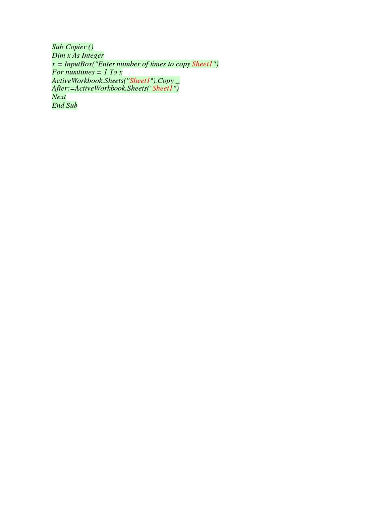 Code To Copy Multiple Sheets | PDF Code To Copy Multiple Sheets | PDF