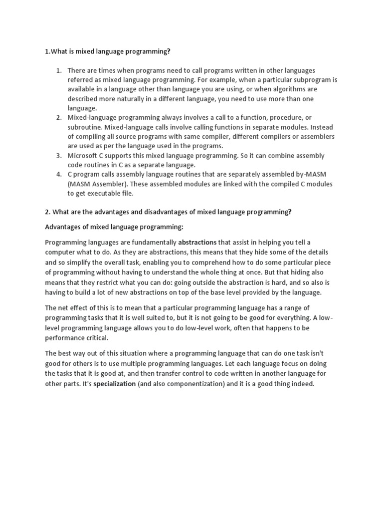 1.what Is Mixed Language Programming? | PDF