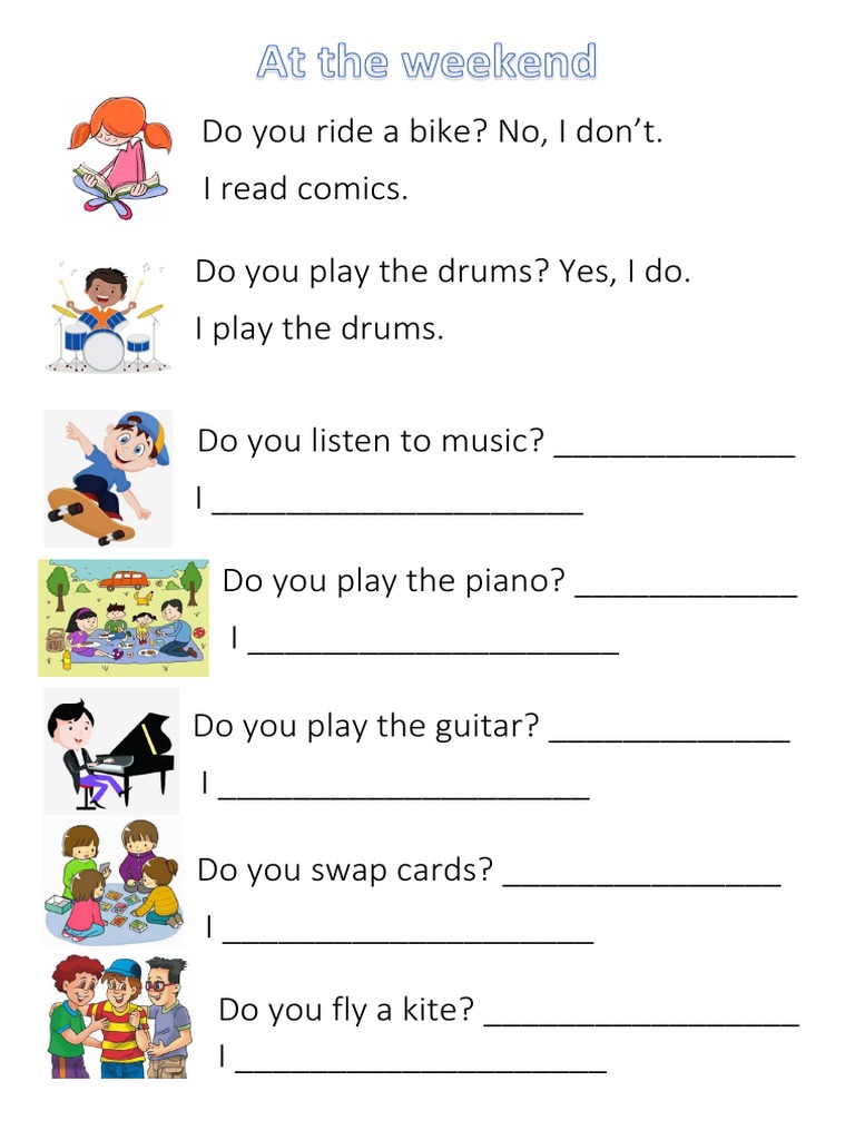 Yes/No Activities Worksheet | PDF