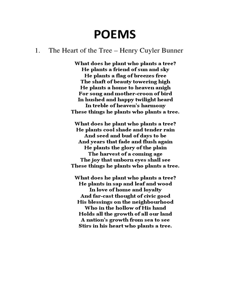 Poems: 1. The Heart of The Tree - Henry Cuyler Bunner | PDF | Trees ...