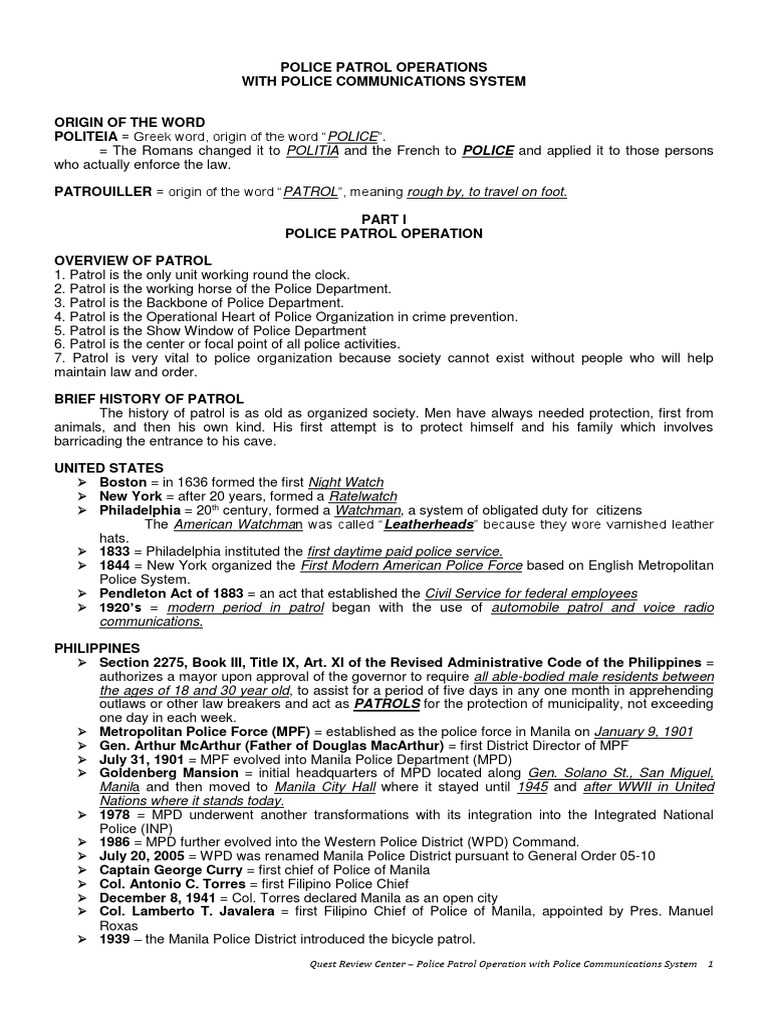 (Lea 3) Police Patrol Operations With Police Communications System ...