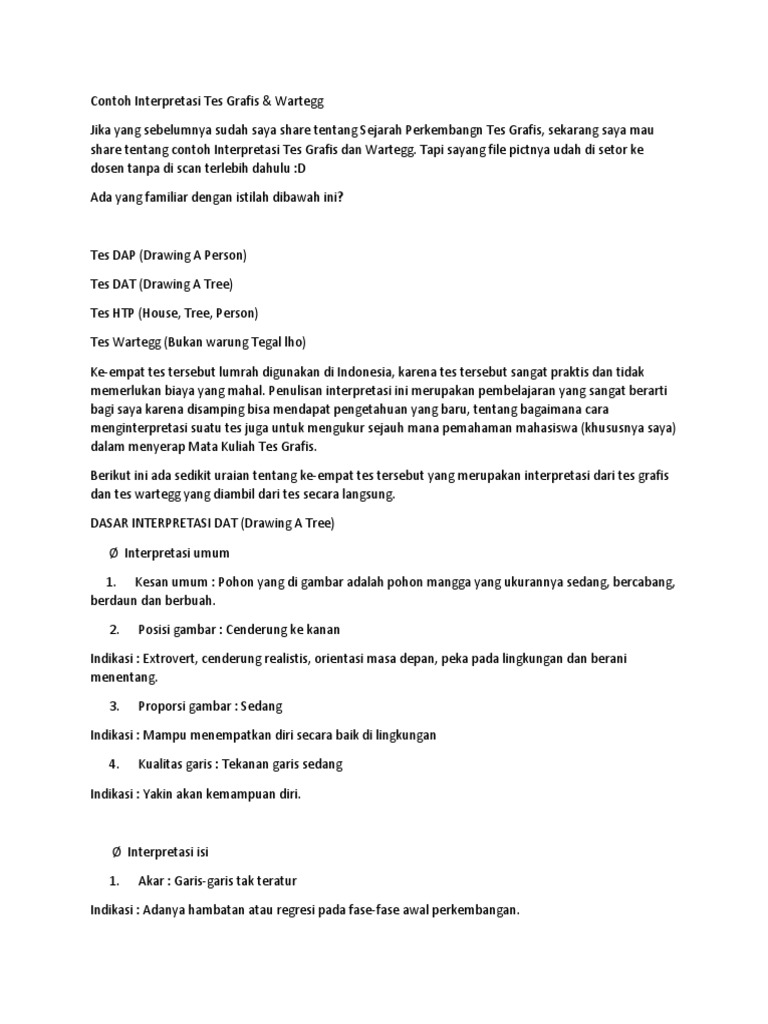 Contoh Interpretasi Tes Grafis | PDF