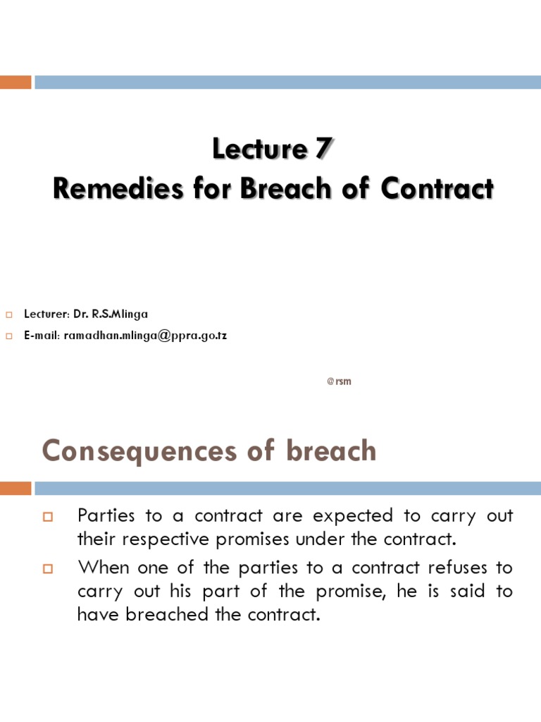 Remedies For Breach of Contract | PDF | Damages | Liquidated Damages