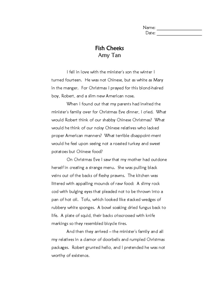 Short Story - Fish Cheeks | PDF | Food And Drink | Cuisine