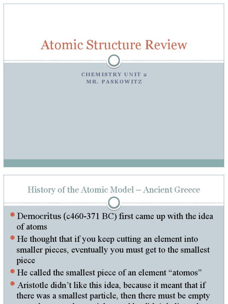 Atomic Structure Review | PDF | Atoms | Physical Sciences